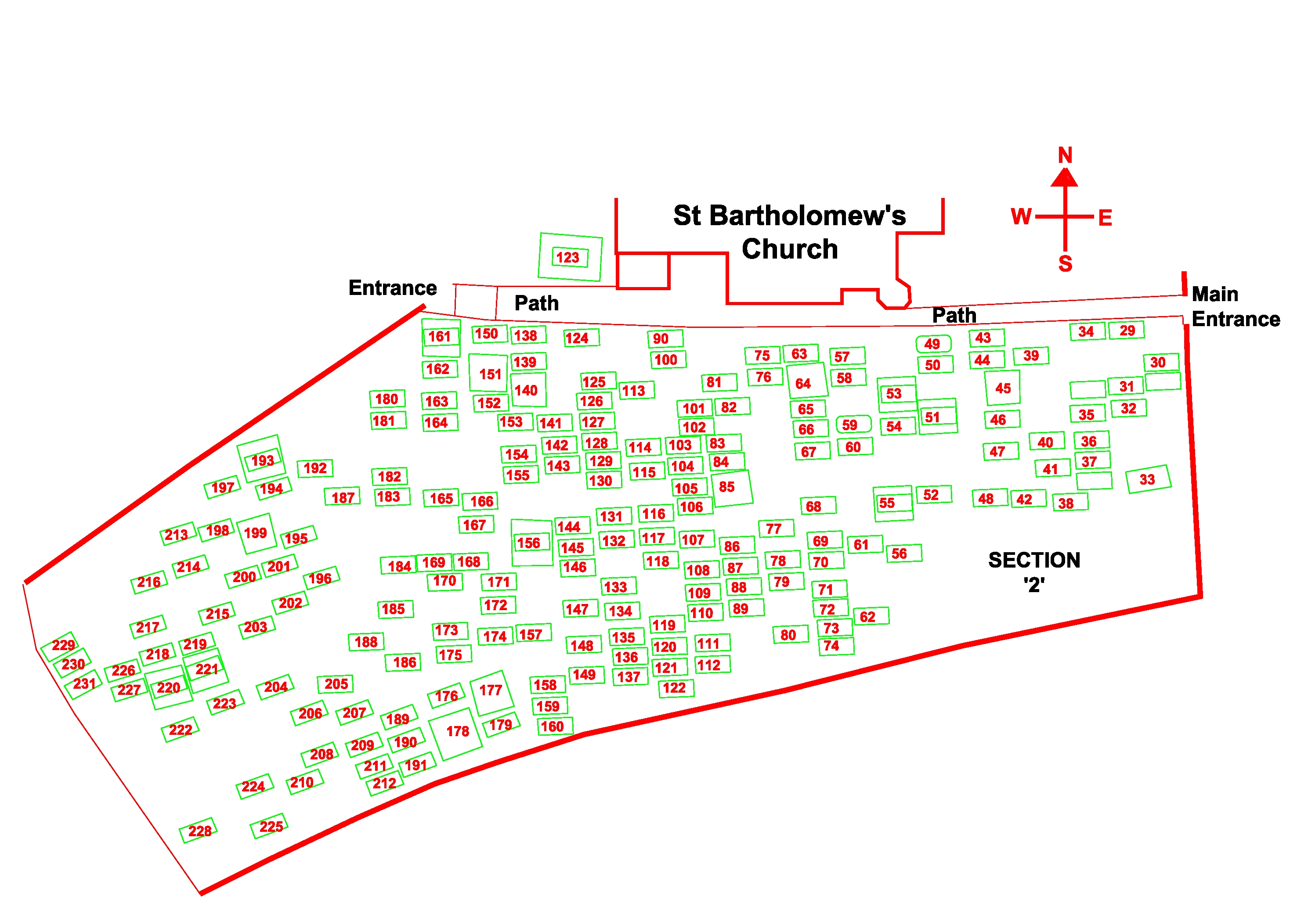 St Bartholemew's Church Graveyard Plan Section-2